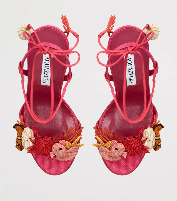 AQUAZZURA Raffia Marea Slingback Sandals With Embellishment