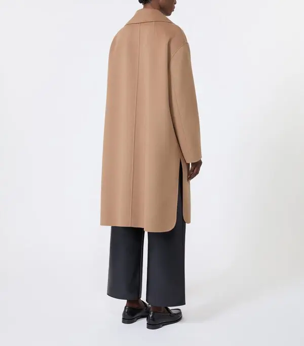Max Mara Virgin Wool Double Breasted Coat - Beige