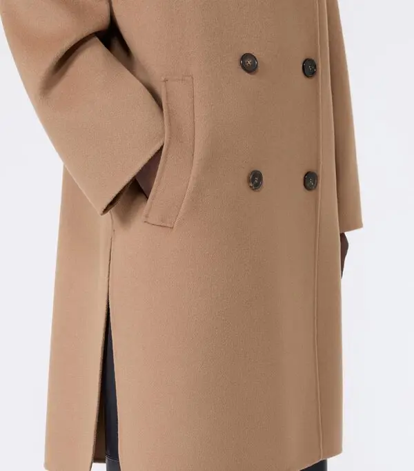 Max Mara Virgin Wool Double Breasted Coat - Beige
