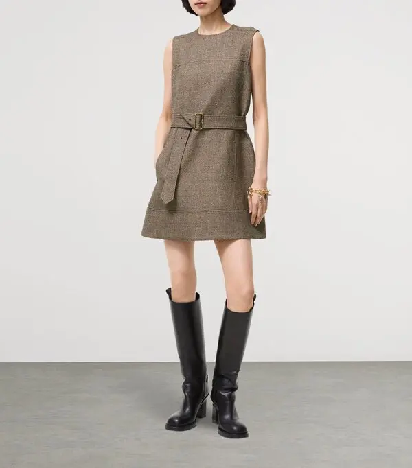 Burberry Wool-linen Blend Plaid Mini Dress