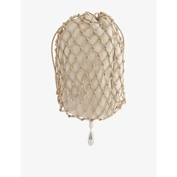 Savette Macrame Leather Pouch - Bone