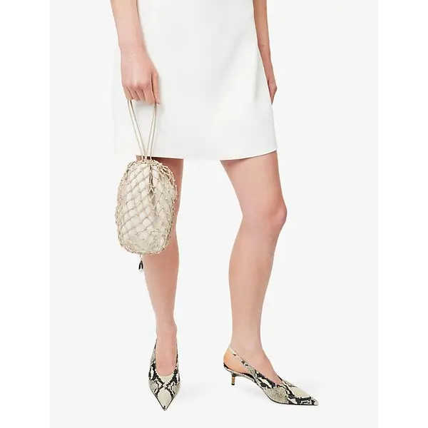 Savette Macrame Leather Pouch - Bone