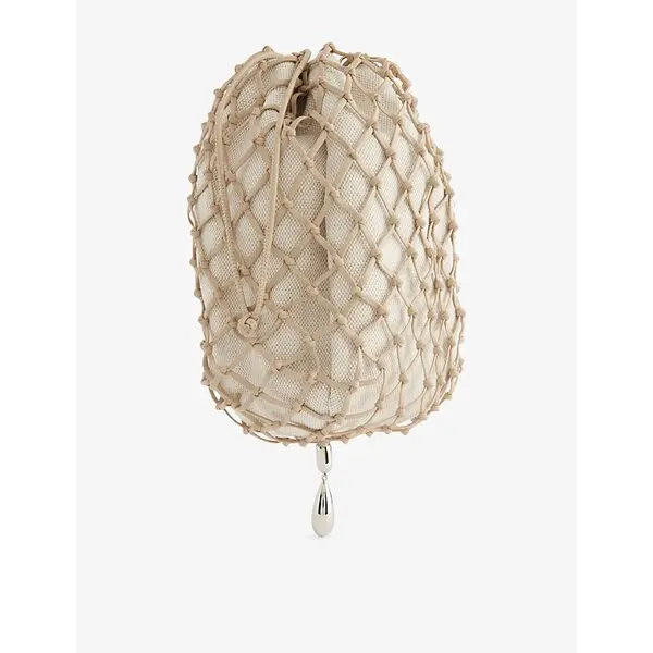 Savette Macrame Leather Pouch - Bone