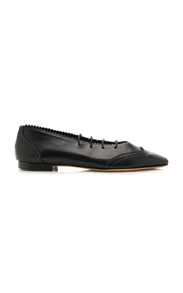 JIMMY CHOO Margot Lace-up Leather Flats - Black