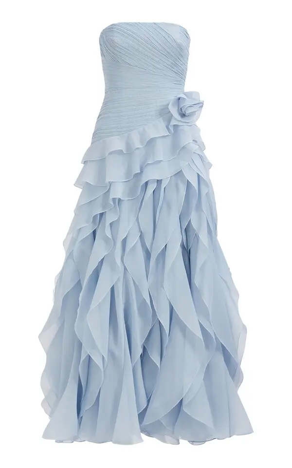 Aje Strapless Ruffled Gown - Blue