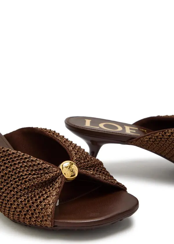 Loewe Pebble Soft 45 Raffia And Leather Sandals