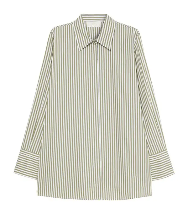 Marina Rinaldi Striped Cotton Shirt - Brown