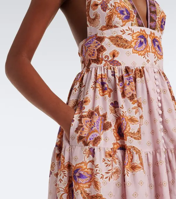 ALEXANDRA MIRO Clover Printed Cotton And Silk Maxi Dress