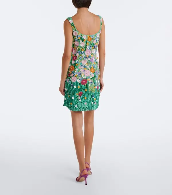 LA FUORI Embellished Floral-applique Mini Dress