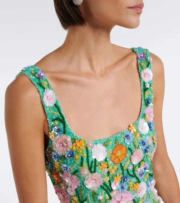 LA FUORI Embellished Floral-applique Mini Dress