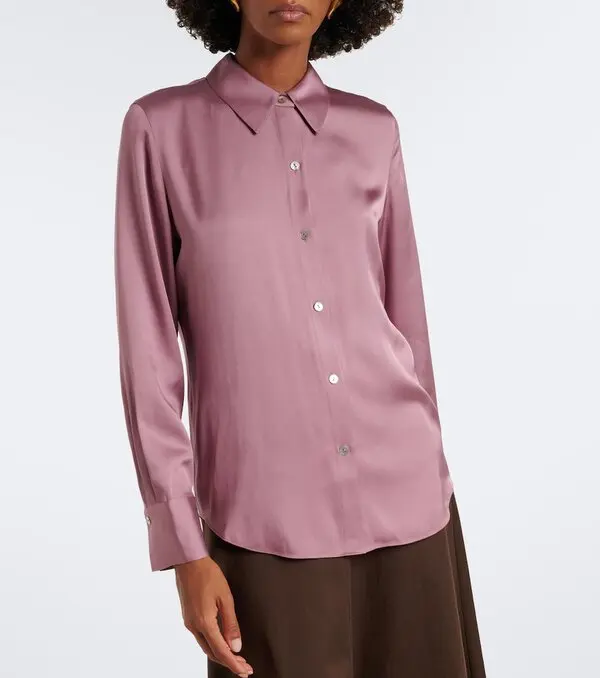 Vince Silk-blend Shirt In Dusty Peony - Pink