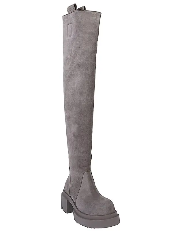 Rick Owens Suede Leather Knee-high Boots