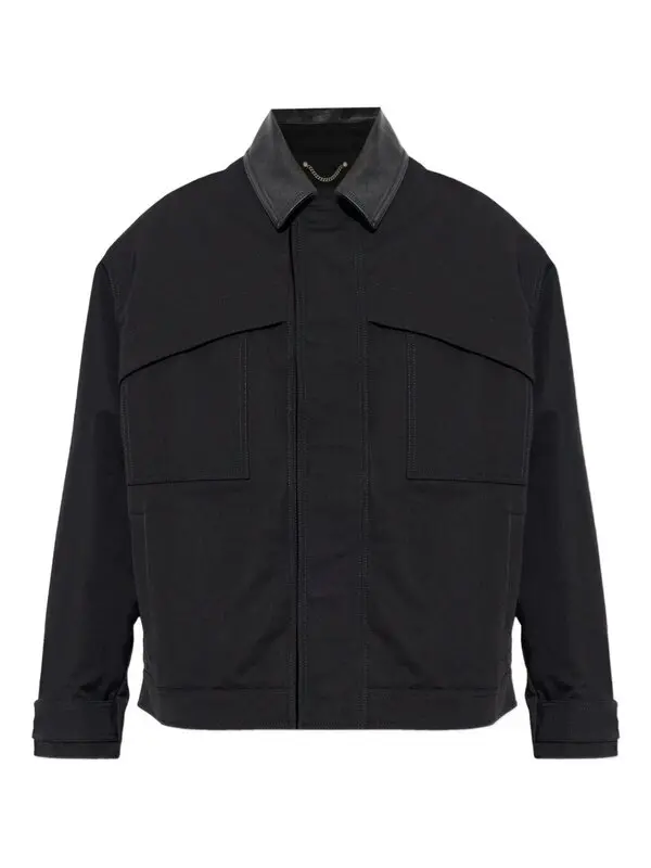 GOLDEN GOOSE Padded Jacket With Leather Collar - Black