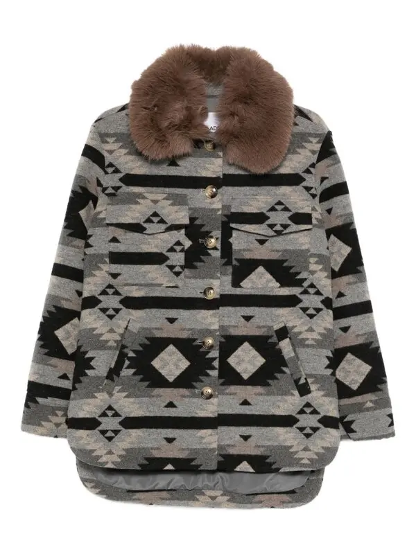 AVA ADORE Santa Monica Coat With Fur Collar - Multi