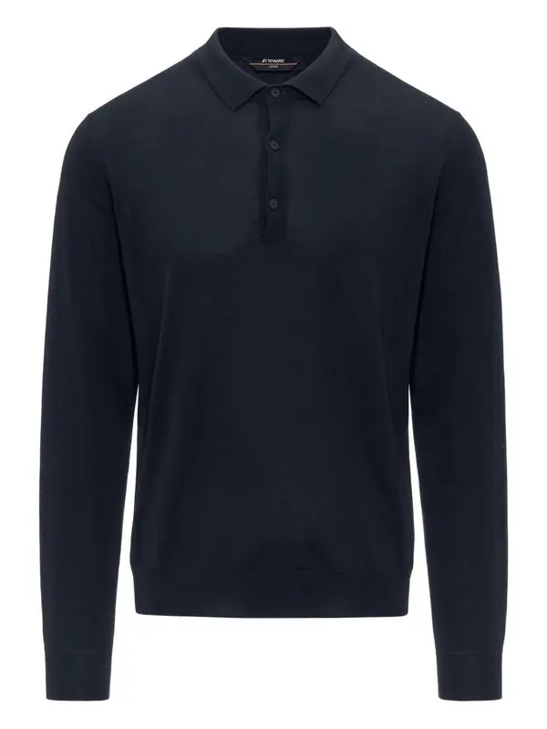 K-WAY Rey Merino Wool Blend Polo Sweater - Blue