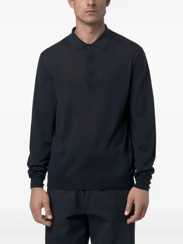 K-WAY Rey Merino Wool Blend Polo Sweater - Blue