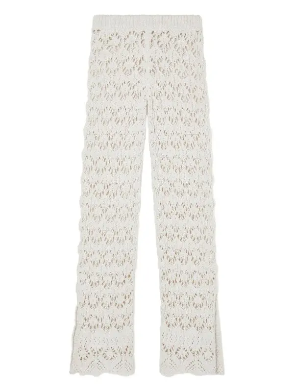 Alanui Lagoon Romance Crocheted Cotton Trousers - White