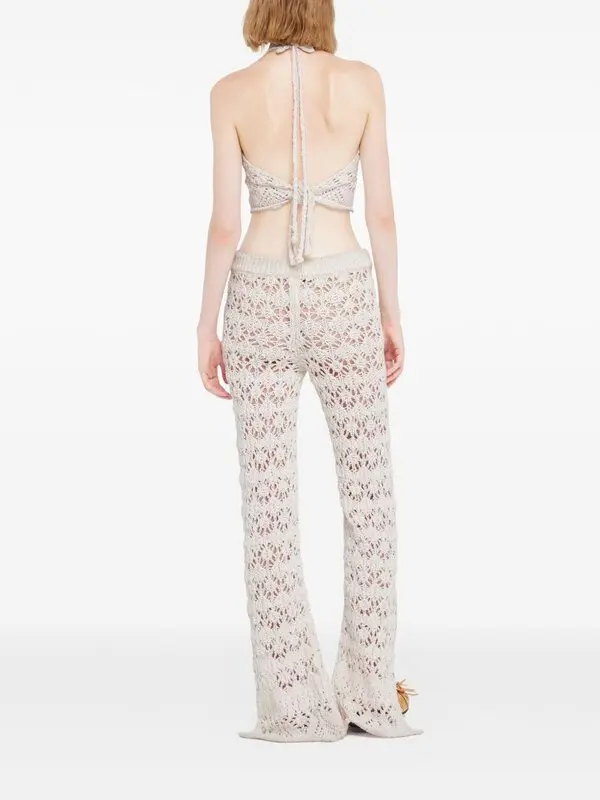 Alanui Lagoon Romance Crocheted Cotton Trousers - White