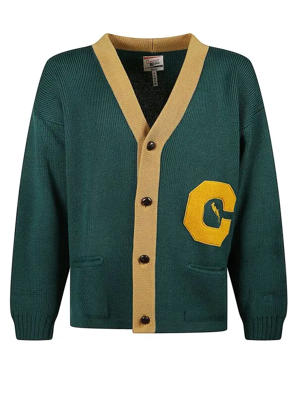 Champion C" Appliqué Wool Cardigan - Multi