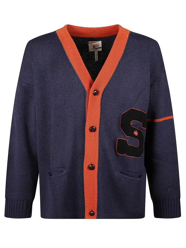 Champion Navy And Orange Wool Cardigan With Appliqu - Multi