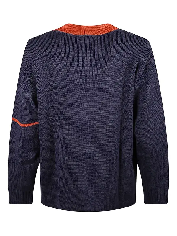 Champion Navy And Orange Wool Cardigan With Appliqu - Multi