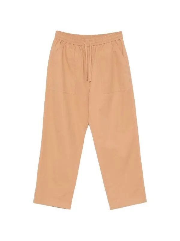 Maison Kitsuné Cotton Trousers With Embroidered Logo - Beige