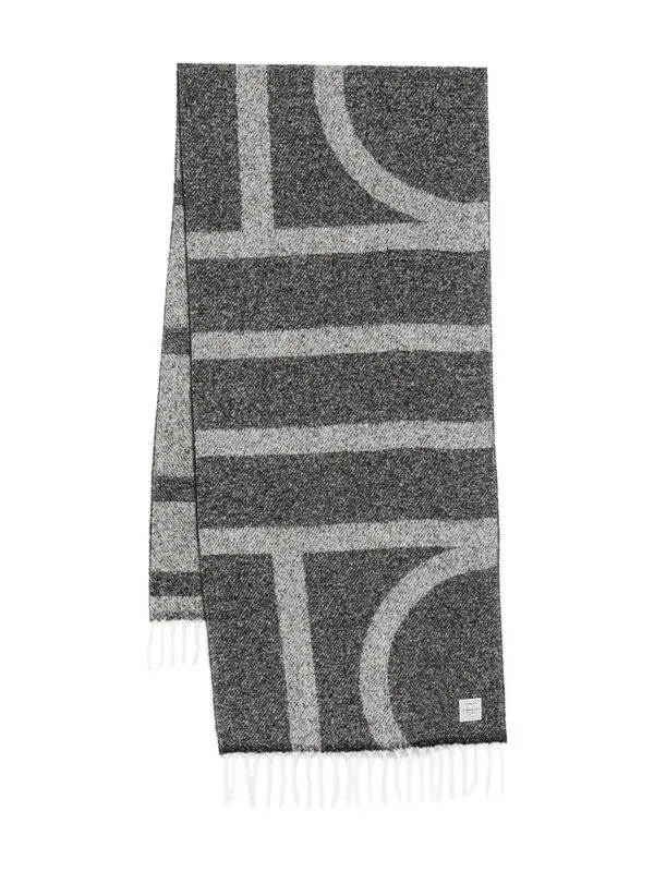 TOTEME Monogram Wool Scarf - Black