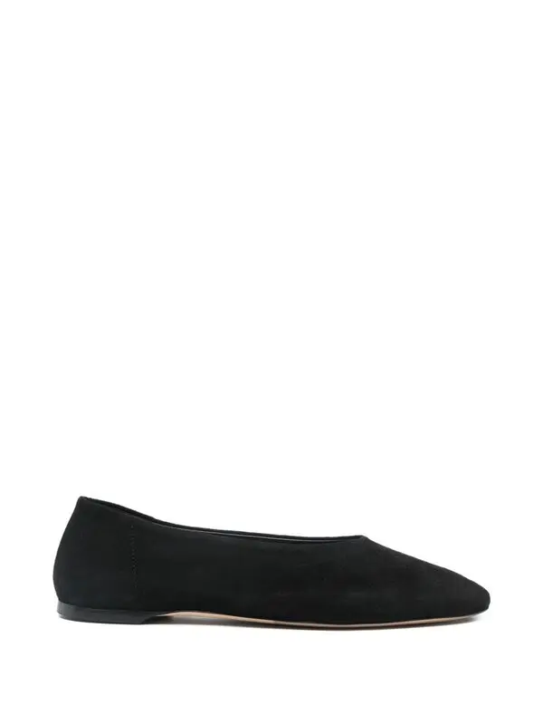 TOTEME Suede Leather Ballet Flats With Slingback Strap - Black