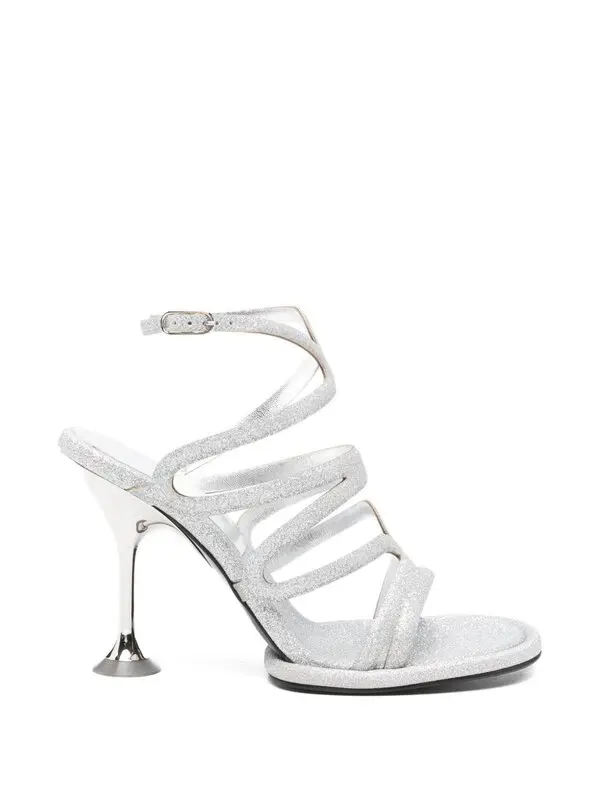 SERGIO ROSSI Glittered Heel Sandals - Silver