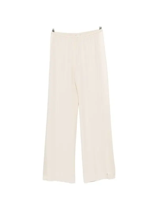 FORTE_FORTE Regular Trousers With Elasticated Waistband And Side Stripe - White