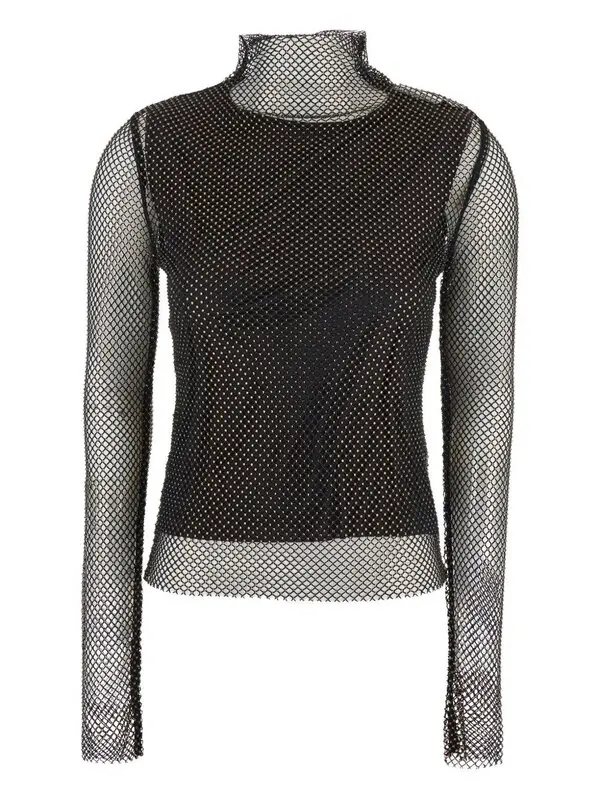 Sportmax High-neck Fishnet Top - Black
