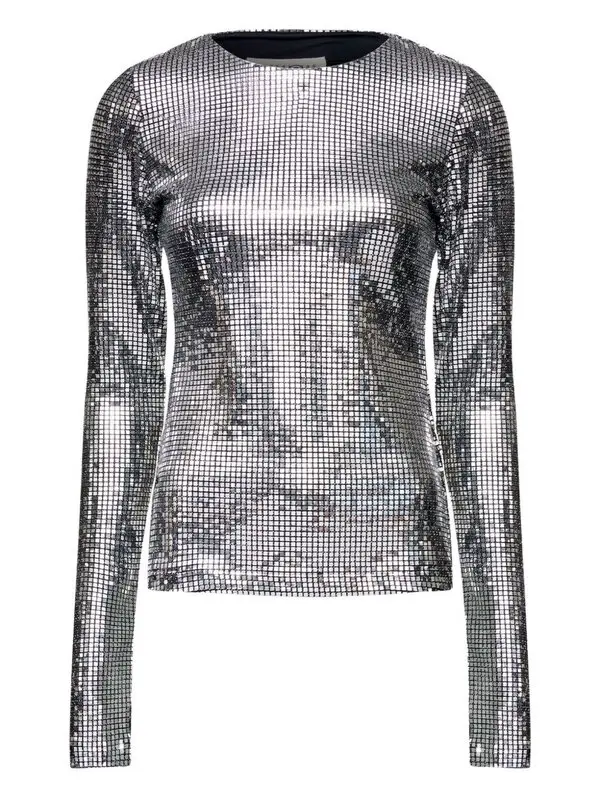 MAISON MARGIELA Long Sleeve Metallized Top - Silver