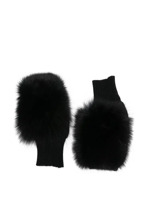 ALPO Cashmere Fur Mittens - Black