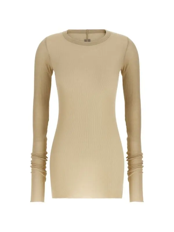 Rick Owens Ribbed Long Sleeve T-shirt - Beige