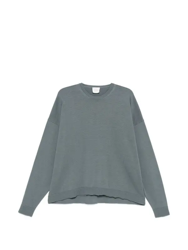 ALYSI Cotton Crewneck Sweater With Paneled And Ribbed Trims
