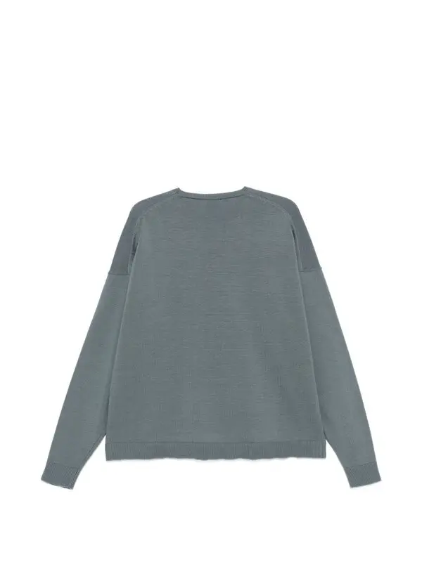 ALYSI Cotton Crewneck Sweater With Paneled And Ribbed Trims