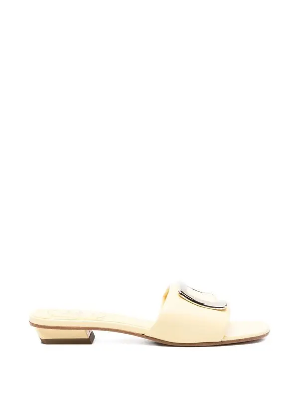 ROGER VIVIER Leather Flat Sandals With Buckle Detail - Yellow