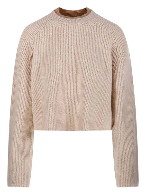 Max Mara Crew Neck Cashmere Wool Sweater - Beige