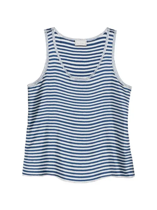PIERRE-LOUIS MASCIA Striped Silk Tank Top - Blue