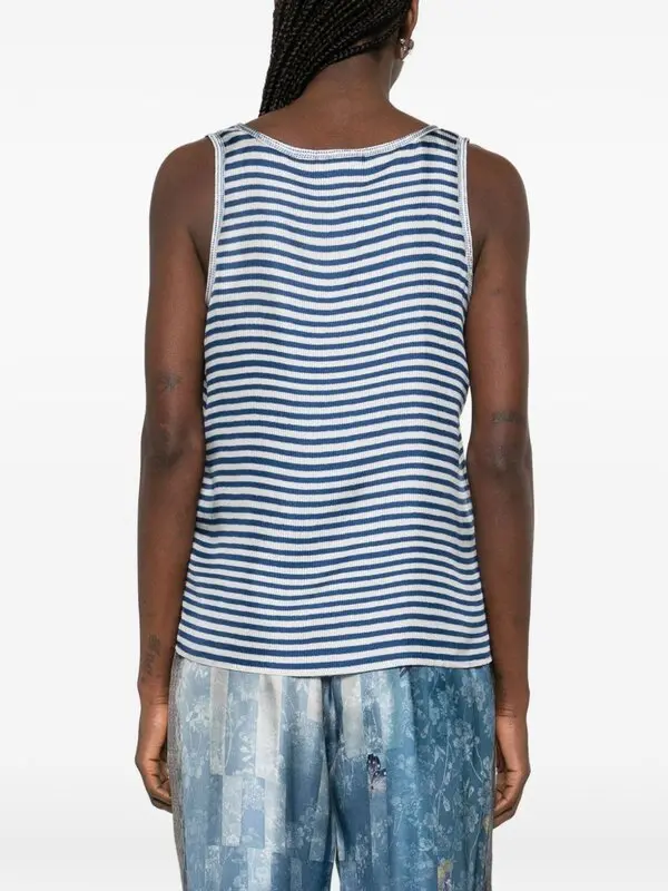 PIERRE-LOUIS MASCIA Striped Silk Tank Top - Blue
