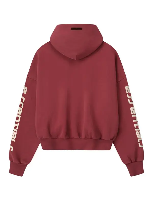 ESSENTIALS Heavy Fleece Cropped Relaxed Sweatshirt - Red