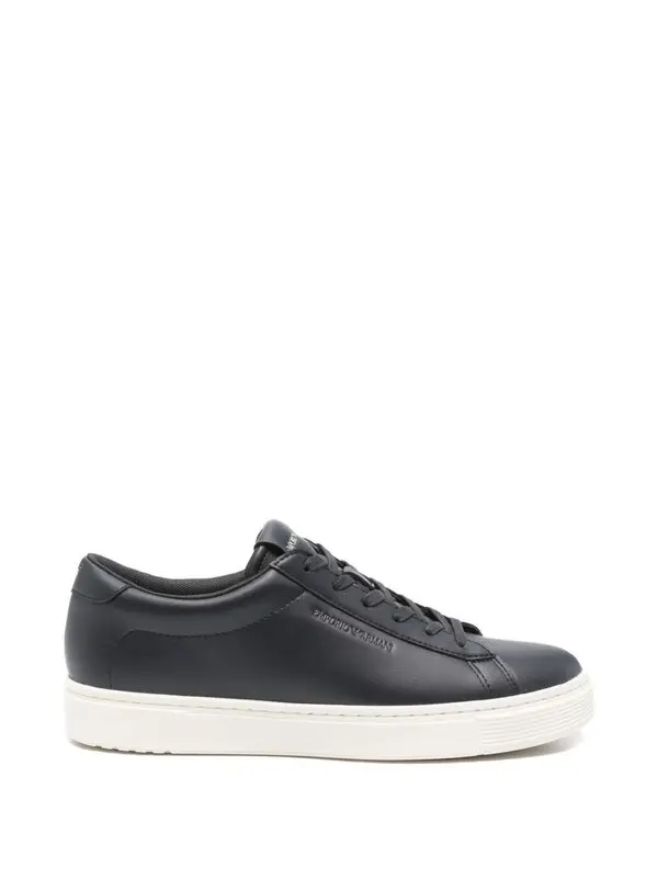 Emporio Armani Leather Lace-up Sneakers - Blue