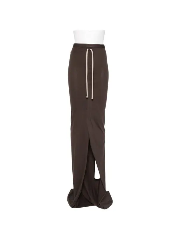 MONCLER + RICK OWENS Cotton Drawstring Maxi Skirt - Grey