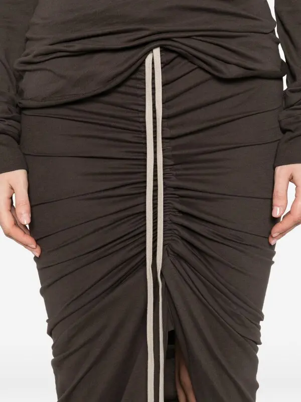 MONCLER + RICK OWENS Cotton Drawstring Maxi Skirt - Grey
