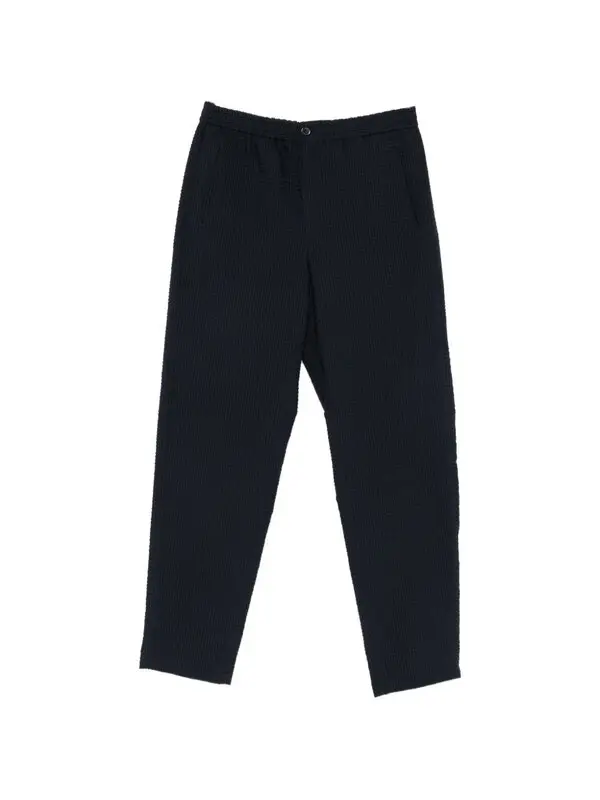 Emporio Armani Straight-leg Seersucker Trousers - Blue