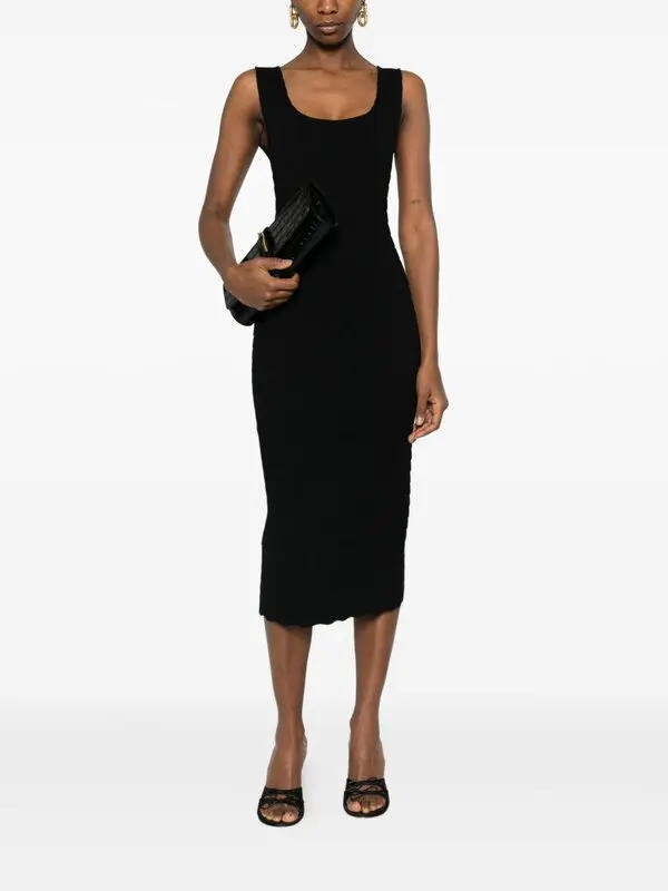 Emporio Armani Sleeveless Ribbed Knit Midi Dress