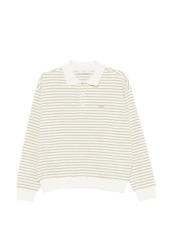 DUNST Striped Cotton Polo Shirt - Green