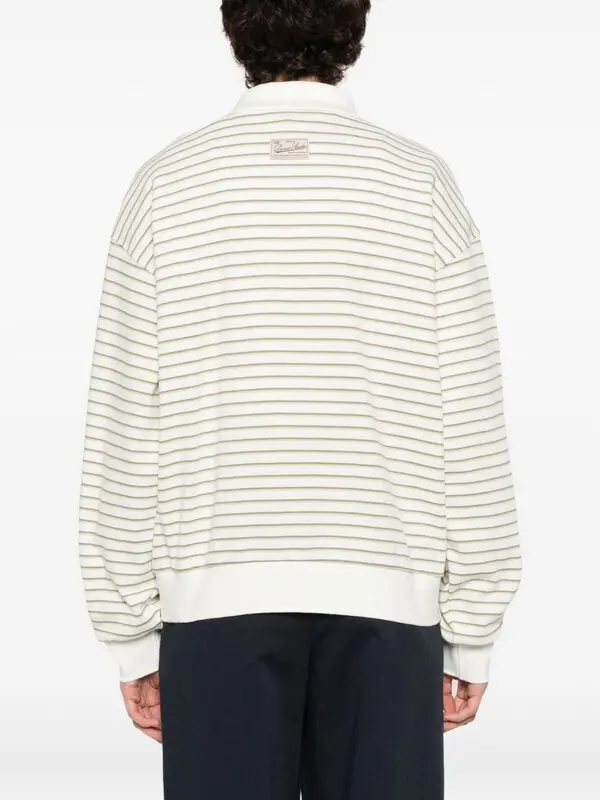 DUNST Striped Cotton Polo Shirt - Green