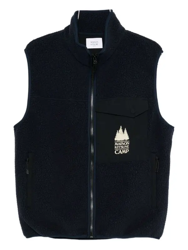 Maison Kitsuné Fleece Zip-up Vest - Blue