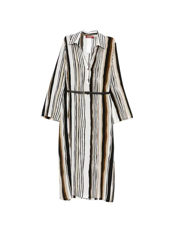 Max Mara Striped Silk Shirt Dress - Multi